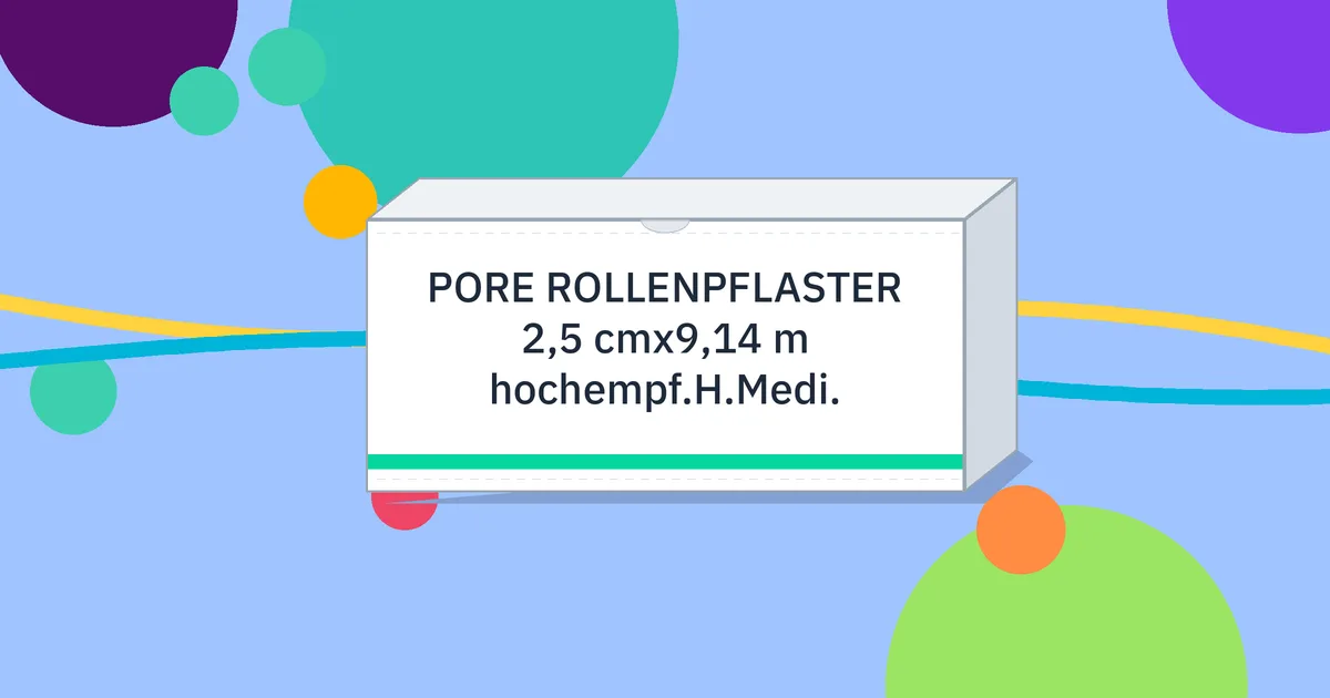 Symbolbild: Packung mit der Aufschrift PORE ROLLENPFLASTER 2,5 cmx9,14 m hochempf.H.Medi. (PZN 03178626) – Verfügbarkeit und Bezug in Apotheken in Frankfurt am Main