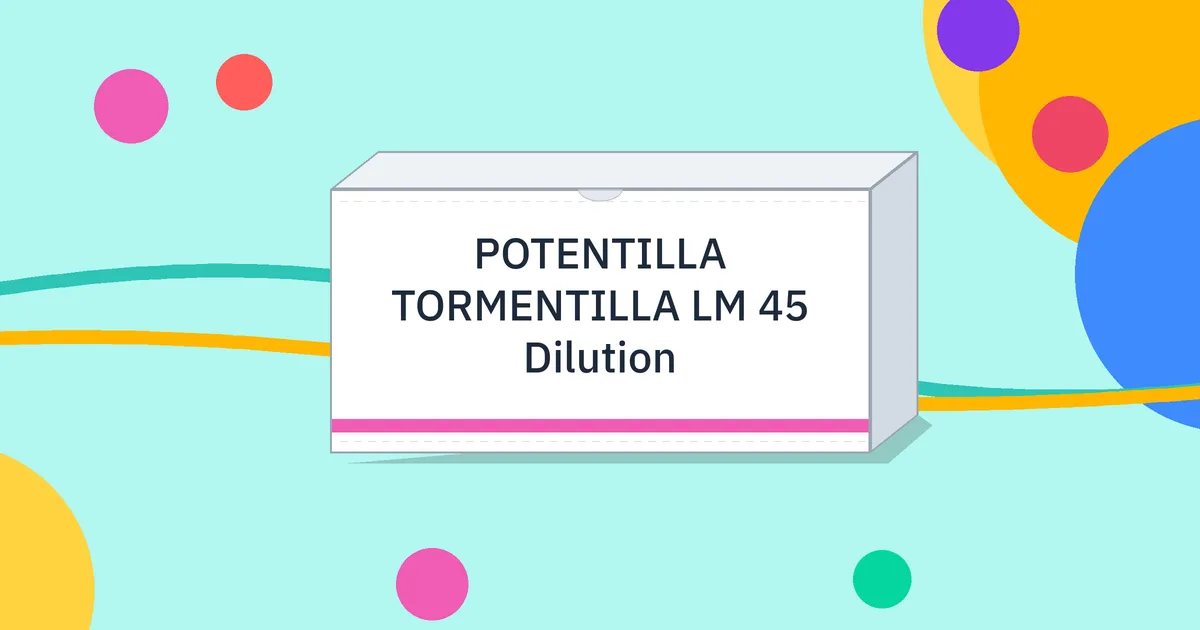 Symbolbild: Packung mit der Aufschrift POTENTILLA TORMENTILLA LM 45 Dilution (PZN 13665882) – Verfügbarkeit und Bezug in Apotheken in Frankfurt am Main