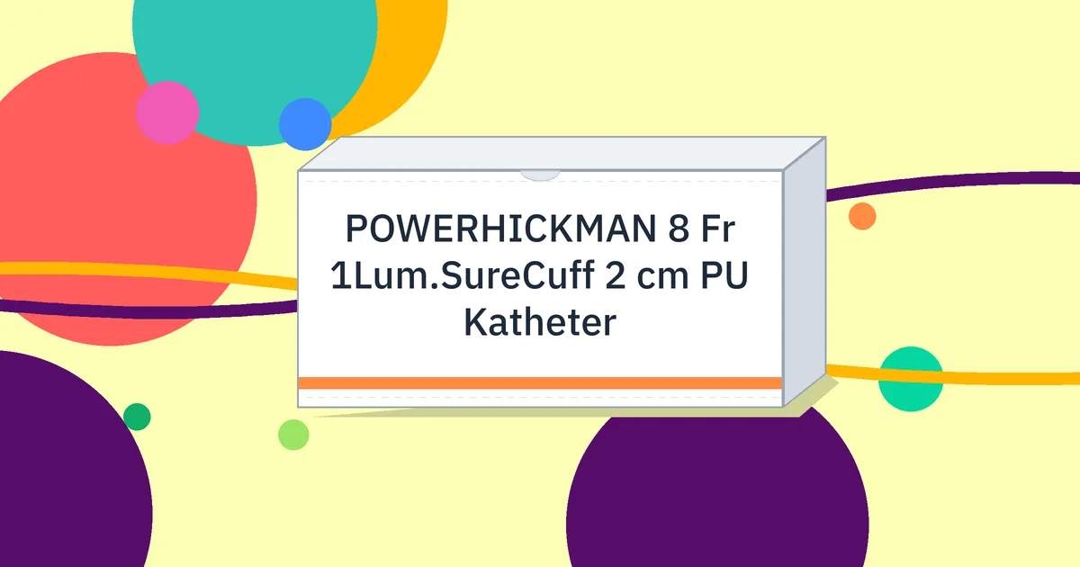 Symbolbild: Packung mit der Aufschrift POWERHICKMAN 8 Fr 1Lum.SureCuff 2 cm PU Katheter (PZN 14185078) – Verfügbarkeit und Bezug in Apotheken in Frankfurt am Main