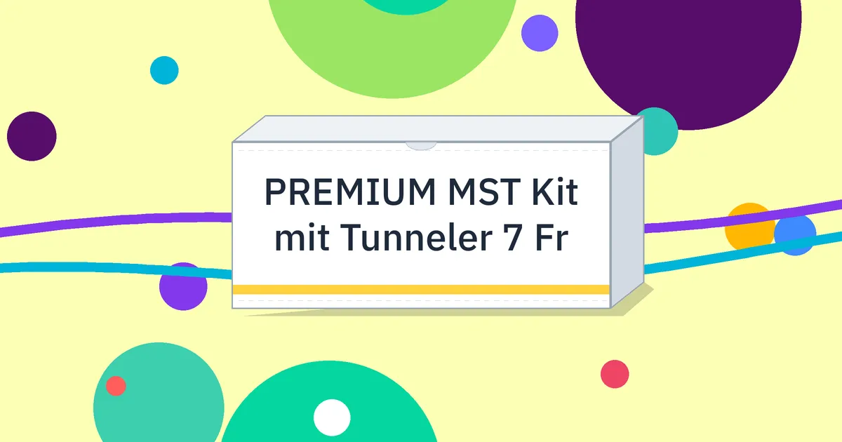 Symbolbild: Packung mit der Aufschrift PREMIUM MST Kit mit Tunneler 7 Fr (PZN 17589155) – Verfügbarkeit und Bezug in Apotheken in Frankfurt am Main