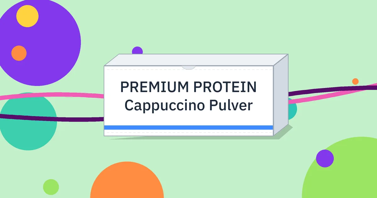 Symbolbild: Packung mit der Aufschrift PREMIUM PROTEIN Cappuccino Pulver (PZN 12458632) – Verfügbarkeit und Bezug in Apotheken in Frankfurt am Main