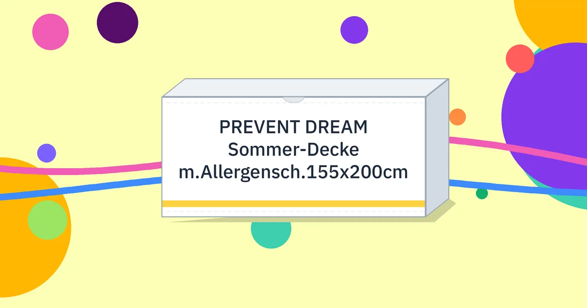 Symbolbild: Packung mit der Aufschrift PREVENT DREAM Sommer-Decke m.Allergensch.155x200cm (PZN 13423707) – Verfügbarkeit und Bezug in Apotheken in Frankfurt am Main