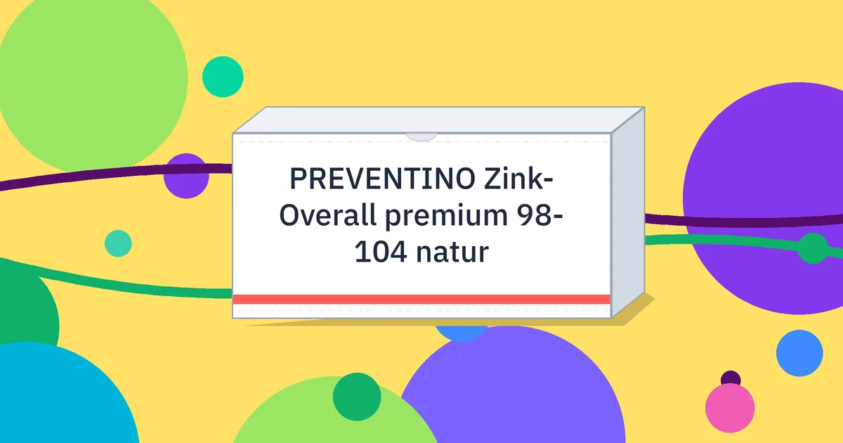 Symbolbild: Packung mit der Aufschrift PREVENTINO Zink-Overall premium 98-104 natur (PZN 12446540) – Verfügbarkeit und Bezug in Apotheken in Frankfurt am Main