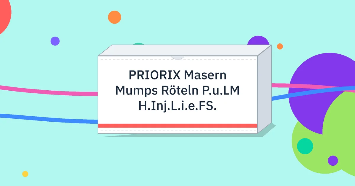 Symbolbild: Packung mit der Aufschrift PRIORIX Masern Mumps Röteln P.u.LM H.Inj.L.i.e.FS. (PZN 15629287) – Verfügbarkeit und Bezug in Apotheken in Frankfurt am Main
