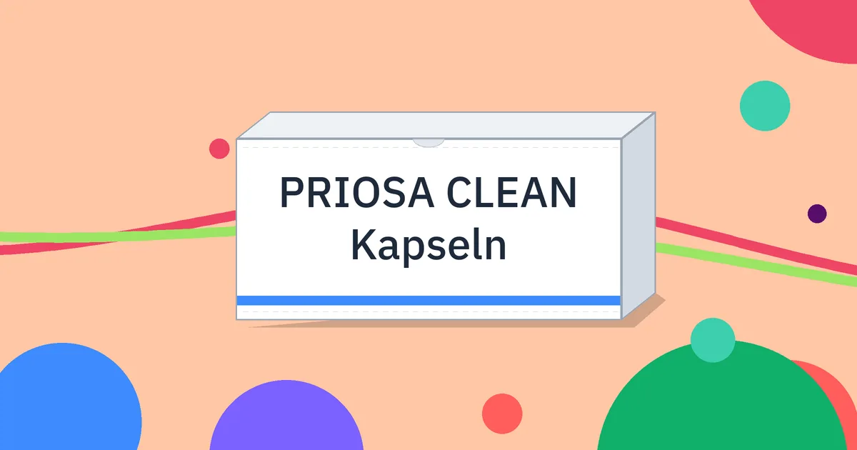 Symbolbild: Packung mit der Aufschrift PRIOSA CLEAN Kapseln (PZN 19166157) – Verfügbarkeit und Bezug in Apotheken in Frankfurt am Main