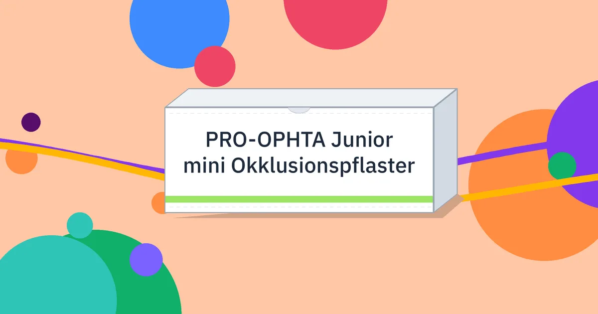 Symbolbild: Packung mit der Aufschrift PRO-OPHTA Junior mini Okklusionspflaster (PZN 19814024) – Verfügbarkeit und Bezug in Apotheken in Frankfurt am Main