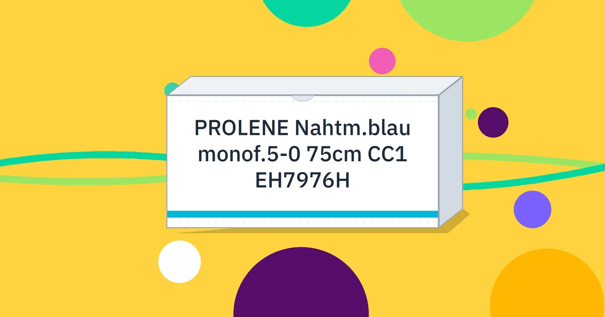 Symbolbild: Packung mit der Aufschrift PROLENE Nahtm.blau monof.5-0 75cm CC1 EH7976H (PZN 19883930) – Verfügbarkeit und Bezug in Apotheken in Frankfurt am Main