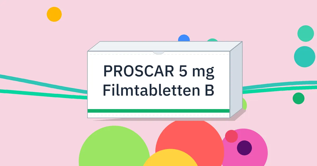 Symbolbild: Packung mit der Aufschrift PROSCAR 5 mg Filmtabletten B (PZN 00480158) – Verfügbarkeit und Bezug in Apotheken in Frankfurt am Main
