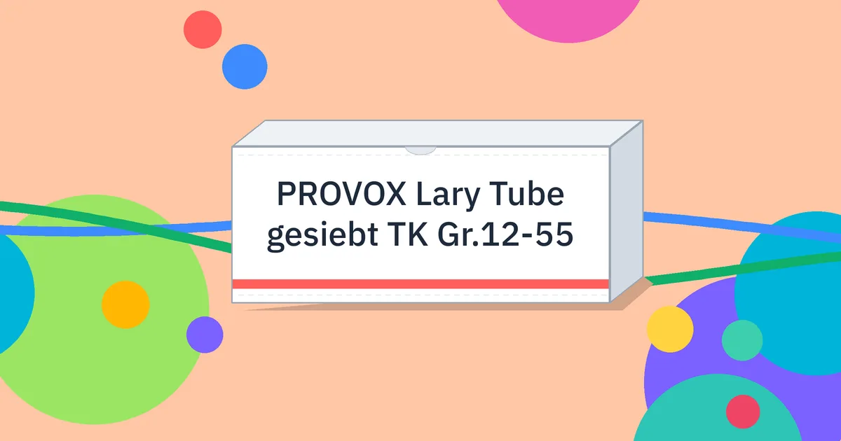 Symbolbild: Packung mit der Aufschrift PROVOX Lary Tube gesiebt TK Gr.12-55 (PZN 02398633) – Verfügbarkeit und Bezug in Apotheken in Frankfurt am Main