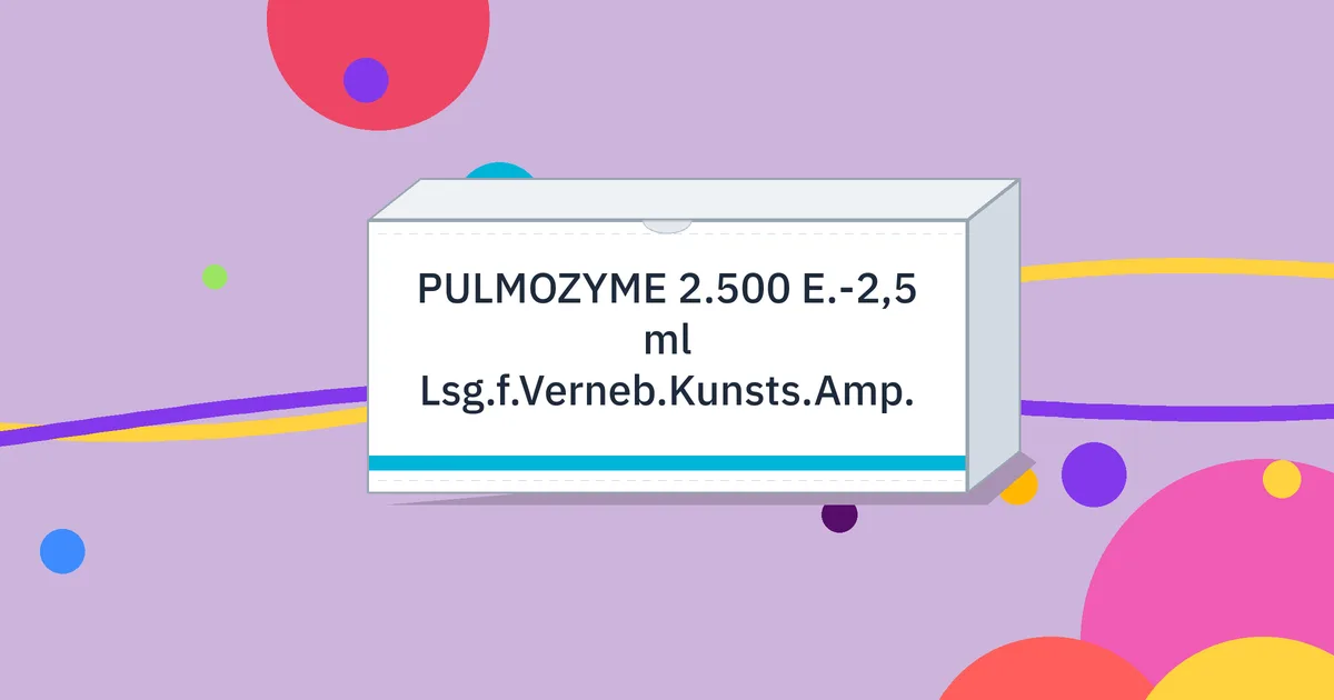 Symbolbild: Packung mit der Aufschrift PULMOZYME 2.500 E.-2,5 ml Lsg.f.Verneb.Kunsts.Amp. (PZN 17151737) – Verfügbarkeit und Bezug in Apotheken in Frankfurt am Main