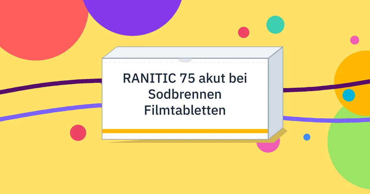 Symbolbild: Packung mit der Aufschrift RANITIC 75 akut bei Sodbrennen Filmtabletten (PZN 03567925) – Verfügbarkeit und Bezug in Apotheken in Frankfurt am Main