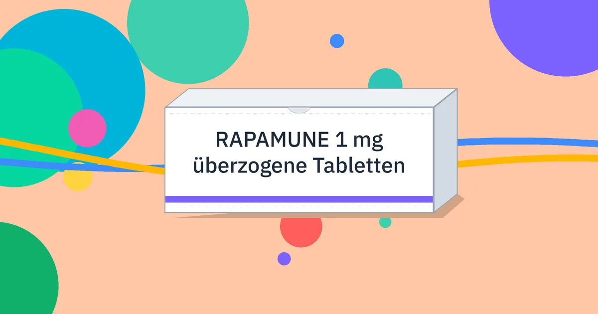 Symbolbild: Packung mit der Aufschrift RAPAMUNE 1 mg überzogene Tabletten (PZN 01586700) – Verfügbarkeit und Bezug in Apotheken in Frankfurt am Main