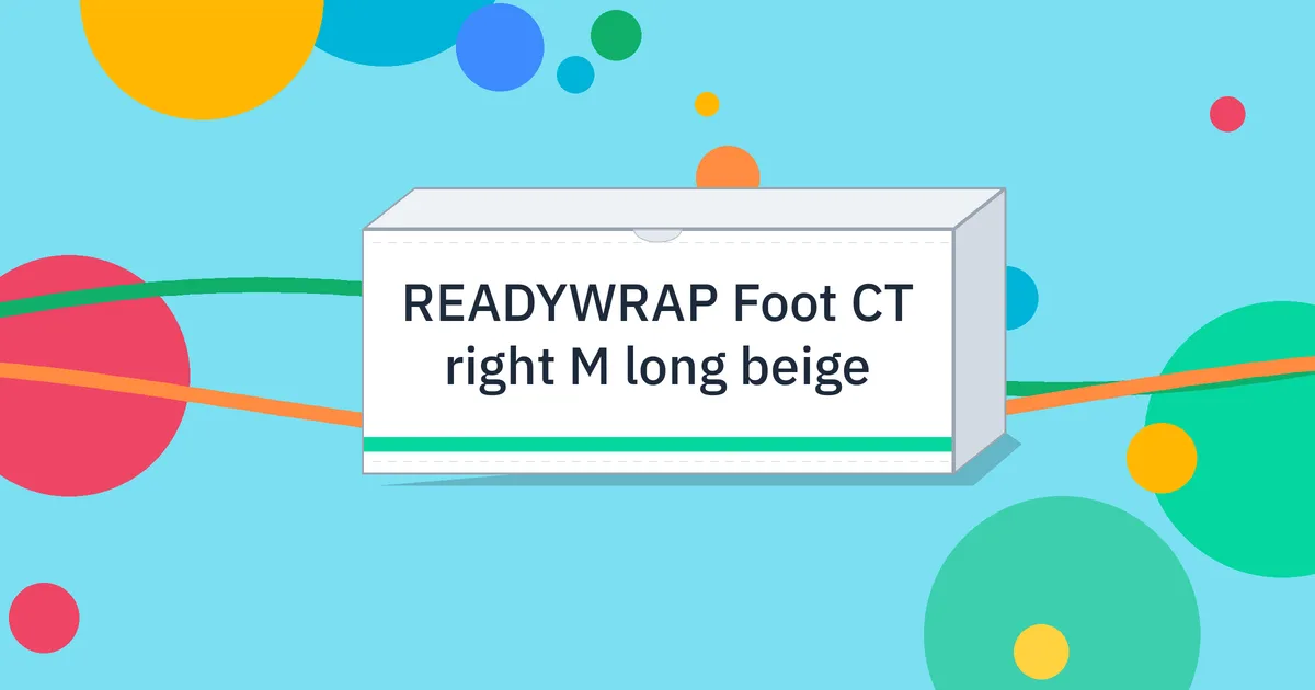Symbolbild: Packung mit der Aufschrift READYWRAP Foot CT right M long beige (PZN 18009208) – Verfügbarkeit und Bezug in Apotheken in Frankfurt am Main