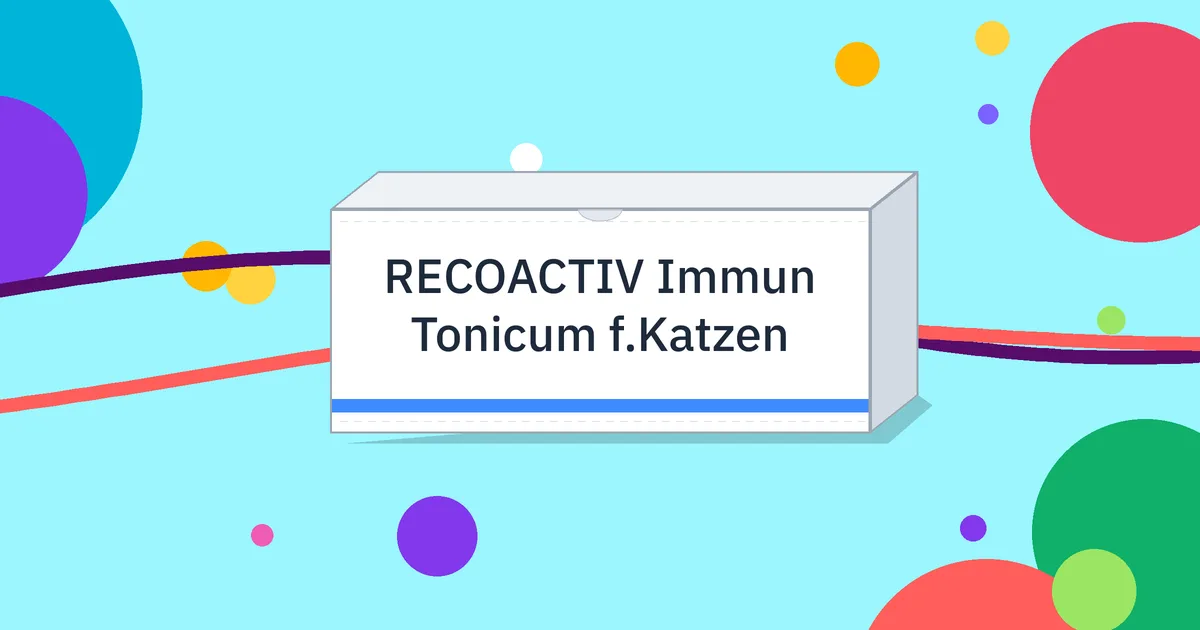 Symbolbild: Packung mit der Aufschrift RECOACTIV Immun Tonicum f.Katzen (PZN 07658205) – Verfügbarkeit und Bezug in Apotheken in Frankfurt am Main
