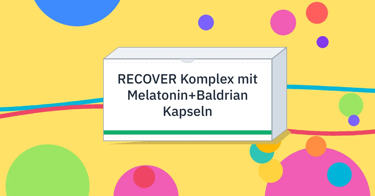 Symbolbild: Packung mit der Aufschrift RECOVER Komplex mit Melatonin+Baldrian Kapseln (PZN 18362028) – Verfügbarkeit und Bezug in Apotheken in Frankfurt am Main