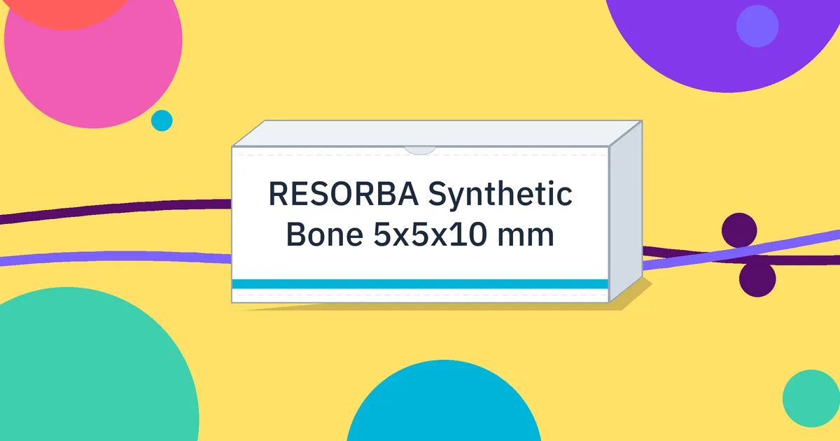 Symbolbild: Packung mit der Aufschrift RESORBA Synthetic Bone 5x5x10 mm (PZN 16857518) – Verfügbarkeit und Bezug in Apotheken in Frankfurt am Main