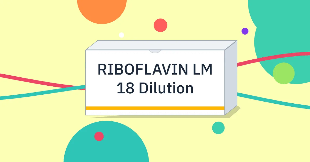 Symbolbild: Packung mit der Aufschrift RIBOFLAVIN LM 18 Dilution (PZN 13054500) – Verfügbarkeit und Bezug in Apotheken in Frankfurt am Main