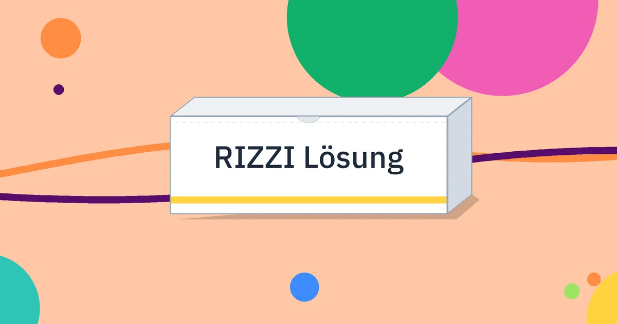 Symbolbild: Packung mit der Aufschrift RIZZI Lösung (PZN 05021917) – Verfügbarkeit und Bezug in Apotheken in Frankfurt am Main