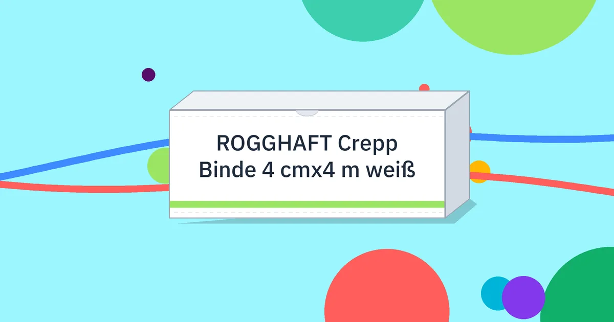 Symbolbild: Packung mit der Aufschrift ROGGHAFT Crepp Binde 4 cmx4 m weiß (PZN 00327534) – Verfügbarkeit und Bezug in Apotheken in Frankfurt am Main