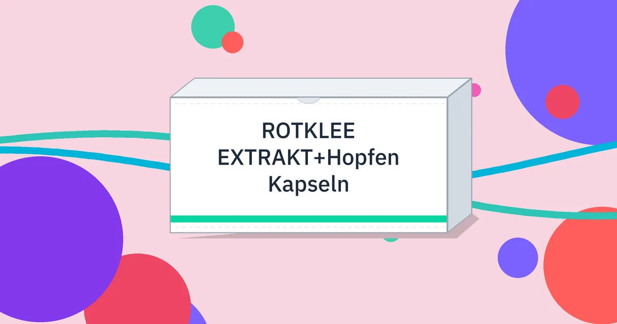 Symbolbild: Packung mit der Aufschrift ROTKLEE EXTRAKT+Hopfen Kapseln (PZN 15231828) – Verfügbarkeit und Bezug in Apotheken in Frankfurt am Main