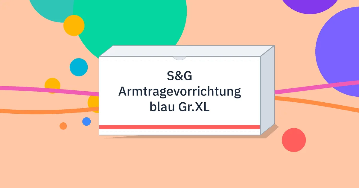 Symbolbild: Packung mit der Aufschrift S&G Armtragevorrichtung blau Gr.XL (PZN 05043971) – Verfügbarkeit und Bezug in Apotheken in Frankfurt am Main