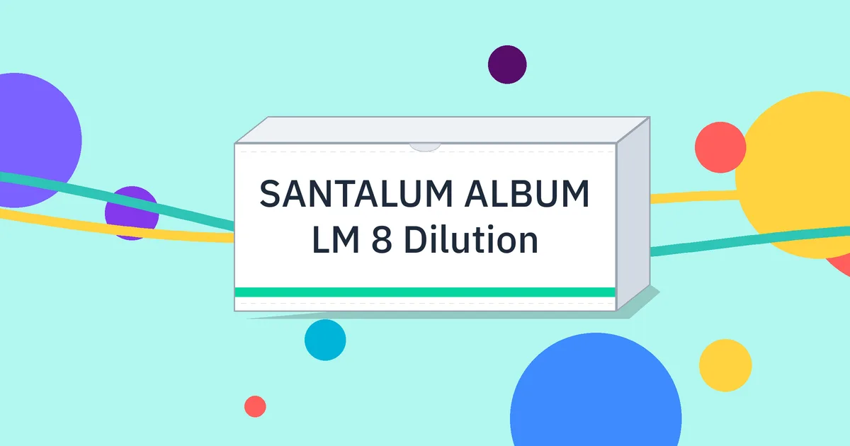 Symbolbild: Packung mit der Aufschrift SANTALUM ALBUM LM 8 Dilution (PZN 13684282) – Verfügbarkeit und Bezug in Apotheken in Frankfurt am Main