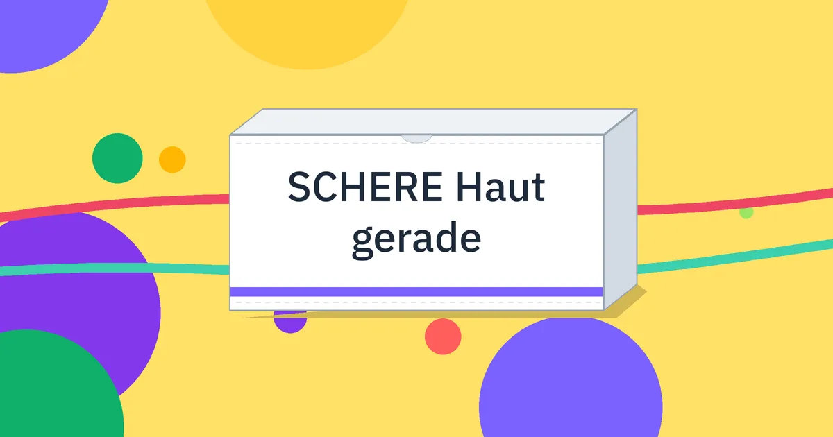 Symbolbild: Packung mit der Aufschrift SCHERE Haut gerade (PZN 04849784) – Verfügbarkeit und Bezug in Apotheken in Frankfurt am Main