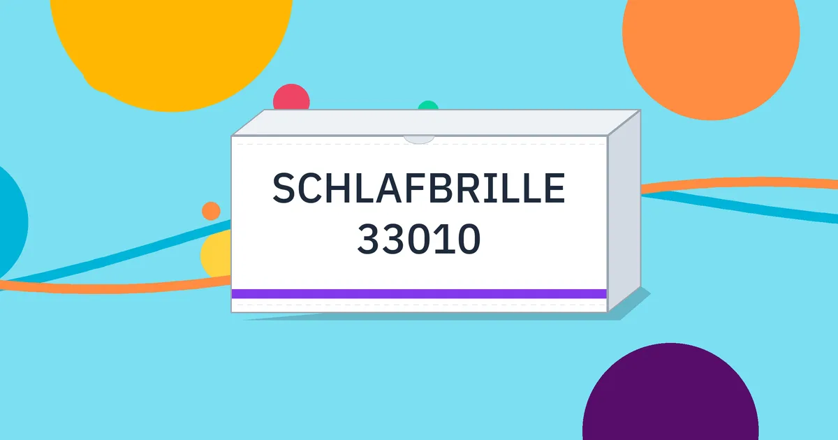 Symbolbild: Packung mit der Aufschrift SCHLAFBRILLE 33010 (PZN 07112038) – Verfügbarkeit und Bezug in Apotheken in Frankfurt am Main