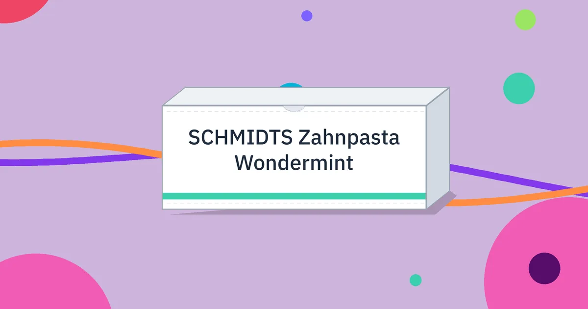 Symbolbild: Packung mit der Aufschrift SCHMIDTS Zahnpasta Wondermint (PZN 16023121) – Verfügbarkeit und Bezug in Apotheken in Frankfurt am Main