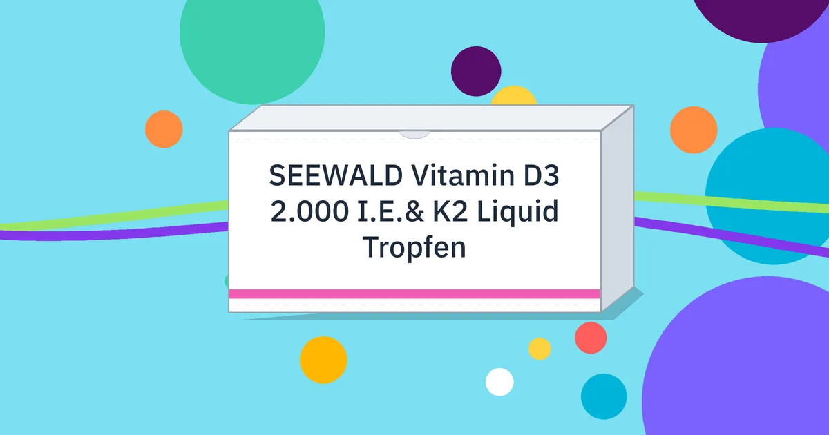 Symbolbild: Packung mit der Aufschrift SEEWALD Vitamin D3 2.000 I.E.& K2 Liquid Tropfen (PZN 19542761) – Verfügbarkeit und Bezug in Apotheken in Frankfurt am Main