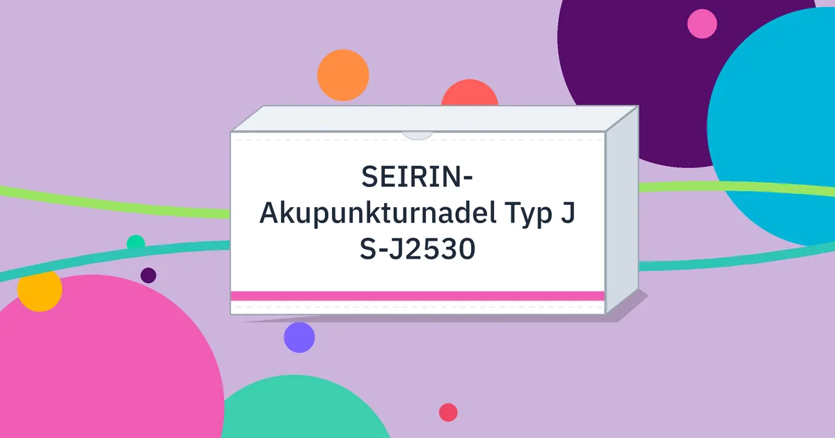 Symbolbild: Packung mit der Aufschrift SEIRIN-Akupunkturnadel Typ J S-J2530 (PZN 04965881) – Verfügbarkeit und Bezug in Apotheken in Frankfurt am Main