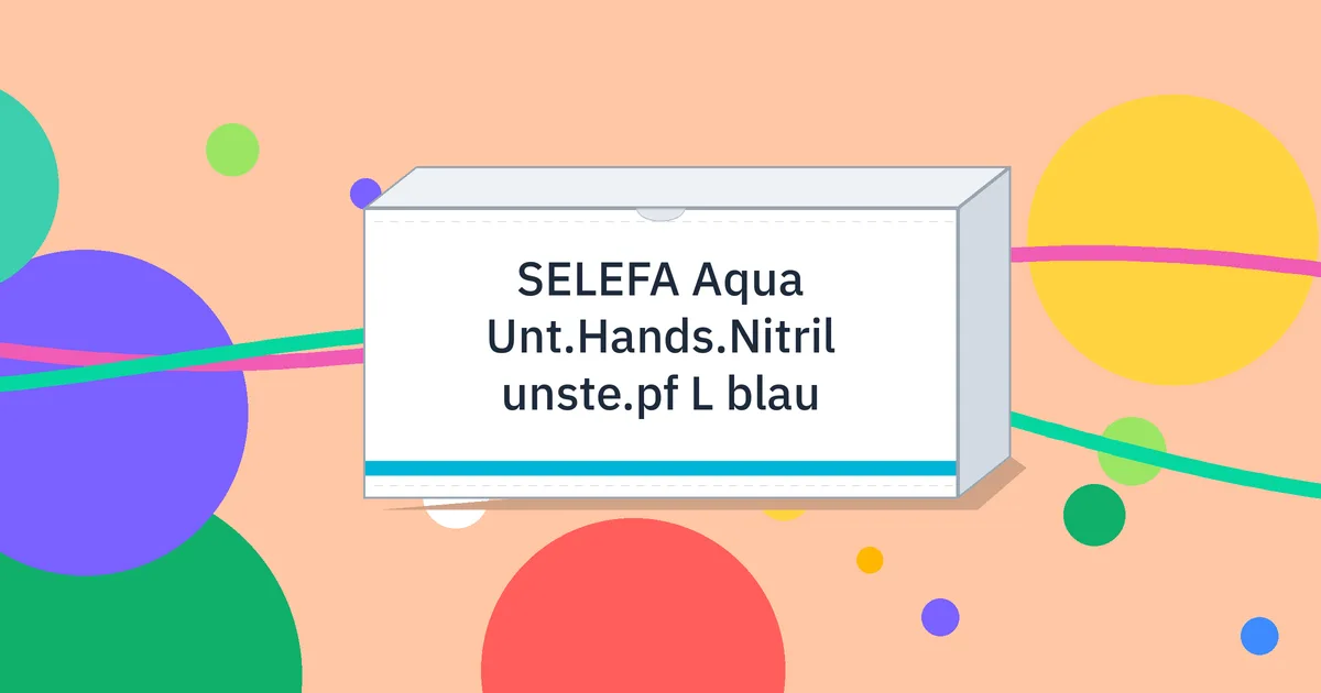 Symbolbild: Packung mit der Aufschrift SELEFA Aqua Unt.Hands.Nitril unste.pf L blau (PZN 19236952) – Verfügbarkeit und Bezug in Apotheken in Frankfurt am Main