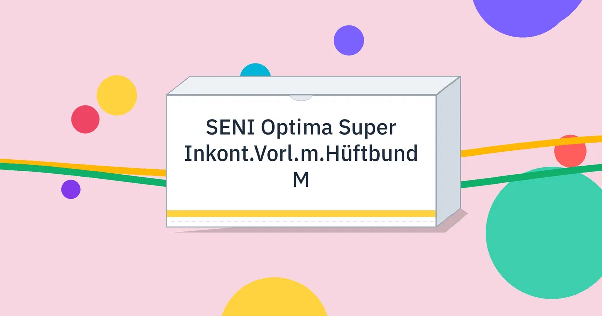 Symbolbild: Packung mit der Aufschrift SENI Optima Super Inkont.Vorl.m.Hüftbund M (PZN 18012558) – Verfügbarkeit und Bezug in Apotheken in Frankfurt am Main