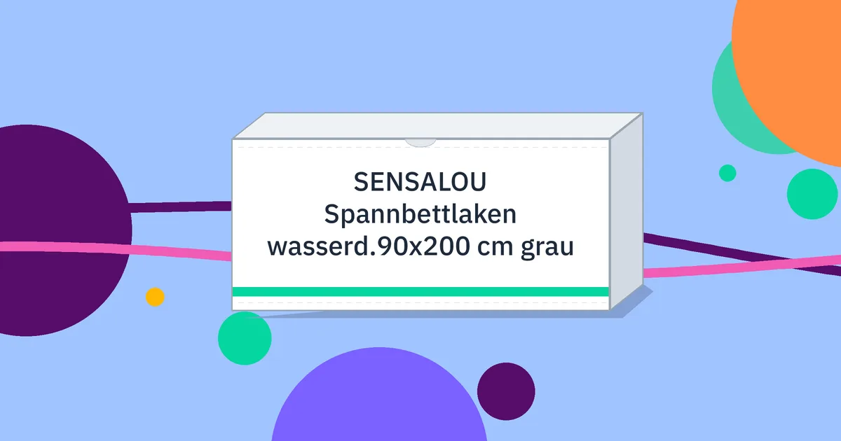 Symbolbild: Packung mit der Aufschrift SENSALOU Spannbettlaken wasserd.90x200 cm grau (PZN 20738676) – Verfügbarkeit und Bezug in Apotheken in Frankfurt am Main