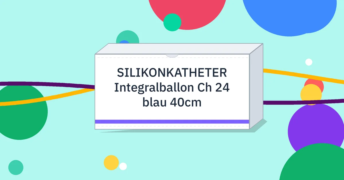 Symbolbild: Packung mit der Aufschrift SILIKONKATHETER Integralballon Ch 24 blau 40cm (PZN 09766608) – Verfügbarkeit und Bezug in Apotheken in Frankfurt am Main