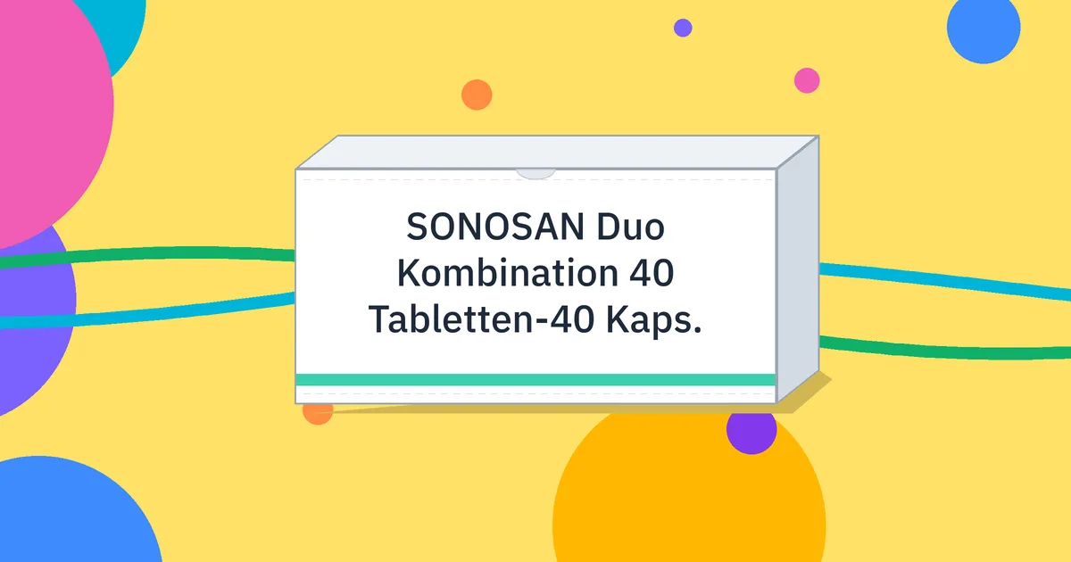 Symbolbild: Packung mit der Aufschrift SONOSAN Duo Kombination 40 Tabletten-40 Kaps. (PZN 07787351) – Verfügbarkeit und Bezug in Apotheken in Frankfurt am Main