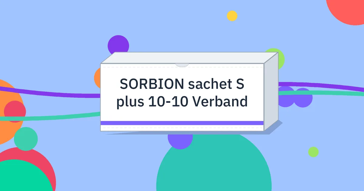 Symbolbild: Packung mit der Aufschrift SORBION sachet S plus 10-10 Verband (PZN 06099063) – Verfügbarkeit und Bezug in Apotheken in Frankfurt am Main
