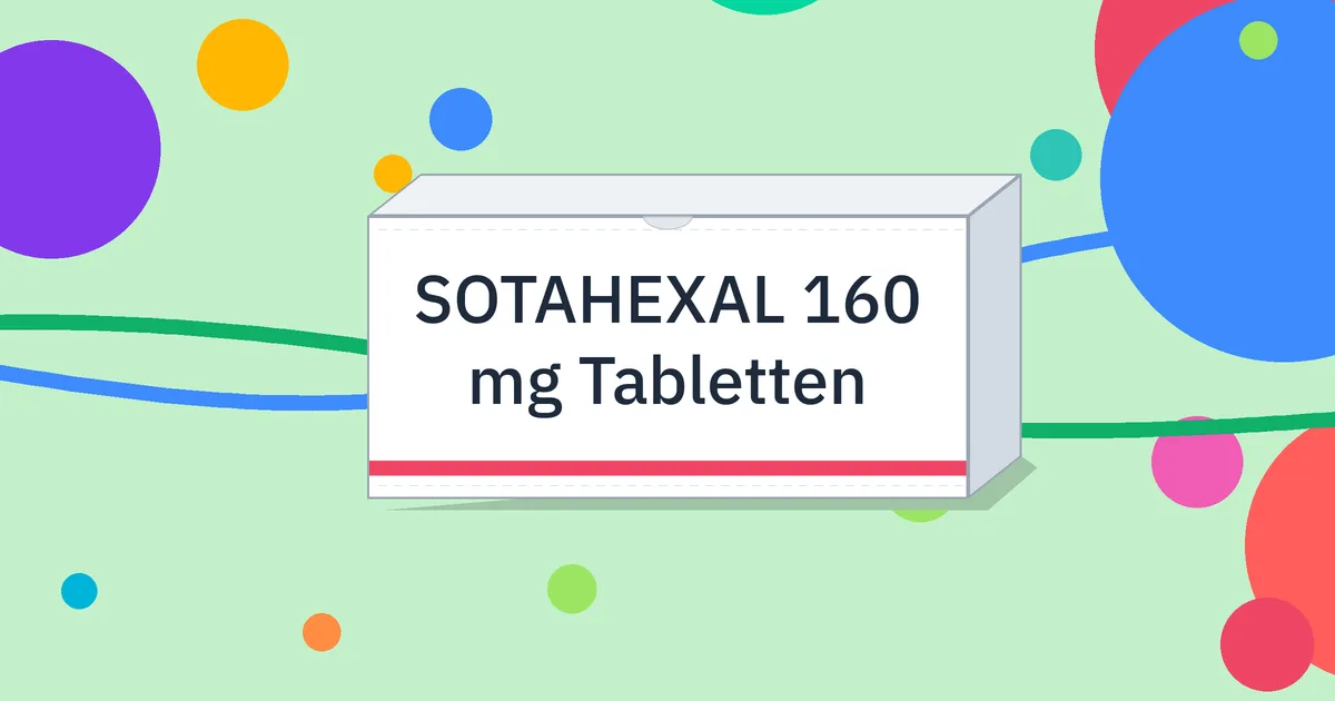 Symbolbild: Packung mit der Aufschrift SOTAHEXAL 160 mg Tabletten (PZN 07561026) – Verfügbarkeit und Bezug in Apotheken in Frankfurt am Main