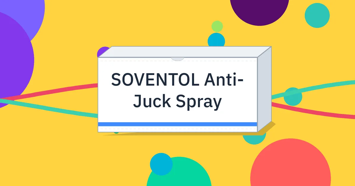 Symbolbild: Packung mit der Aufschrift SOVENTOL Anti-Juck Spray (PZN 15624752) – Verfügbarkeit und Bezug in Apotheken in Frankfurt am Main