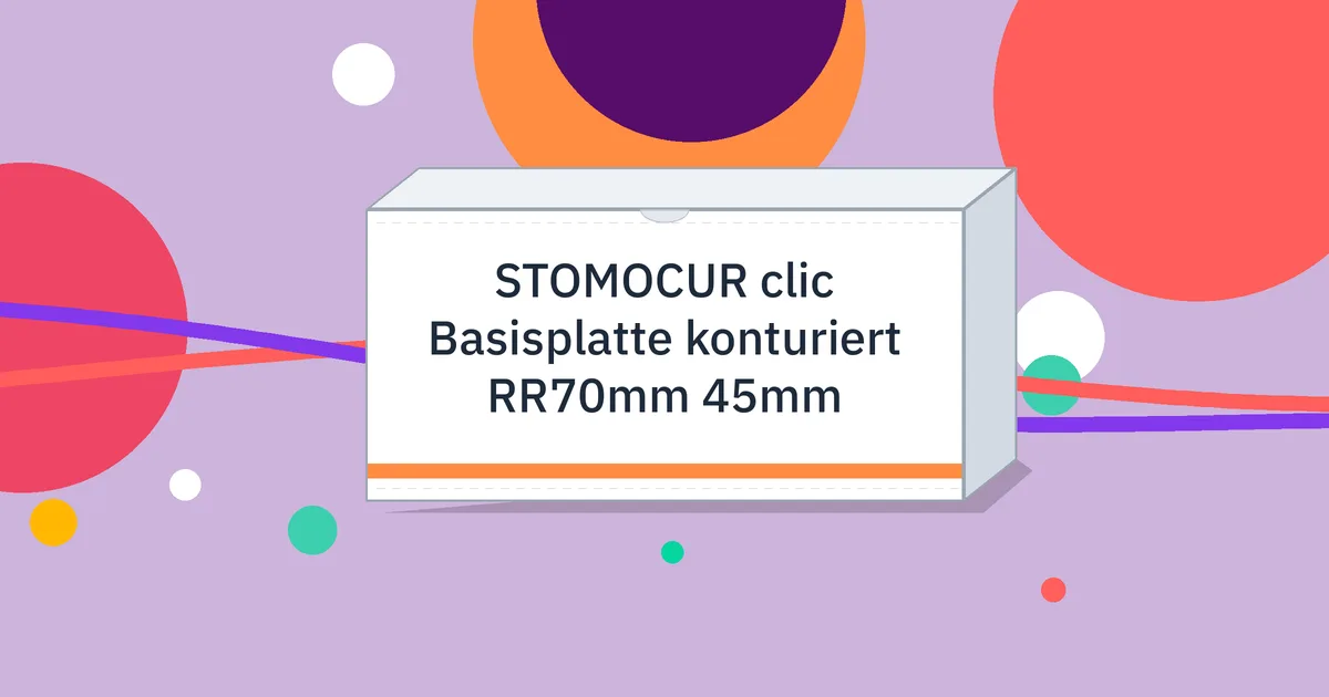 Symbolbild: Packung mit der Aufschrift STOMOCUR clic Basisplatte konturiert RR70mm 45mm (PZN 18239032) – Verfügbarkeit und Bezug in Apotheken in Frankfurt am Main