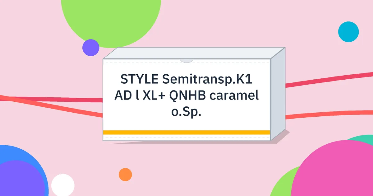 Symbolbild: Packung mit der Aufschrift STYLE Semitransp.K1 AD l XL+ QNHB caramel o.Sp. (PZN 18869566) – Verfügbarkeit und Bezug in Apotheken in Frankfurt am Main