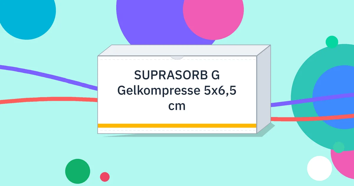 Symbolbild: Packung mit der Aufschrift SUPRASORB G Gelkompresse 5x6,5 cm (PZN 11267835) – Verfügbarkeit und Bezug in Apotheken in Frankfurt am Main