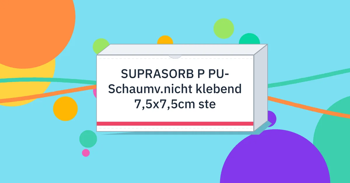 Symbolbild: Packung mit der Aufschrift SUPRASORB P PU-Schaumv.nicht klebend 7,5x7,5cm ste (PZN 18001046) – Verfügbarkeit und Bezug in Apotheken in Frankfurt am Main