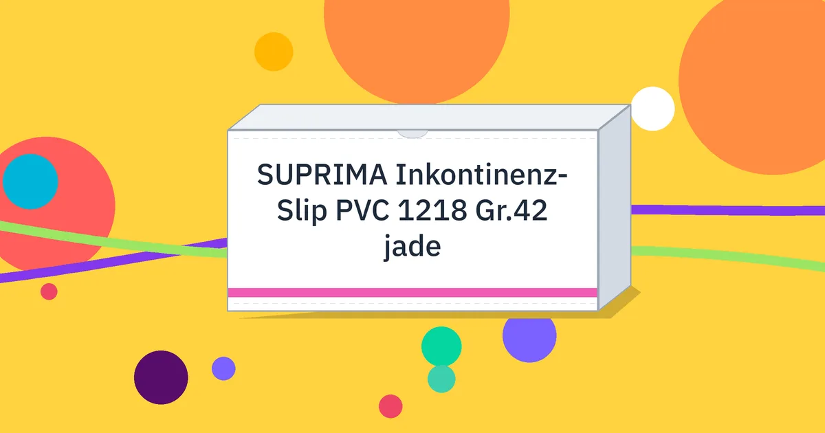 Symbolbild: Packung mit der Aufschrift SUPRIMA Inkontinenz-Slip PVC 1218 Gr.42 jade (PZN 03146017) – Verfügbarkeit und Bezug in Apotheken in Frankfurt am Main