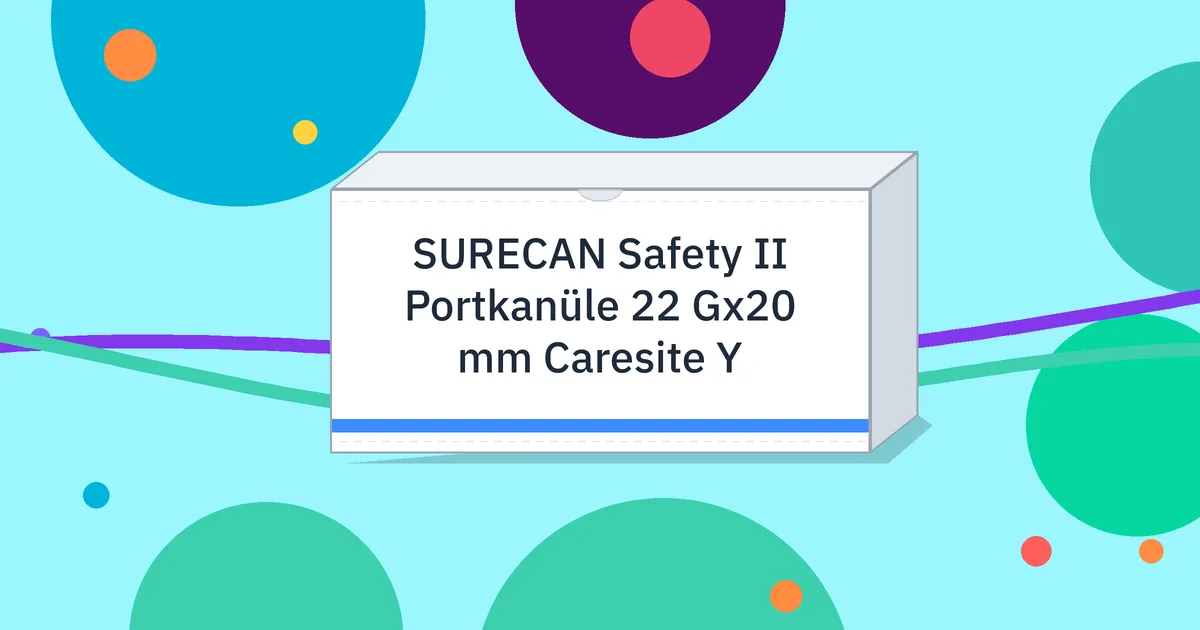 Symbolbild: Packung mit der Aufschrift SURECAN Safety II Portkanüle 22 Gx20 mm Caresite Y (PZN 12647161) – Verfügbarkeit und Bezug in Apotheken in Frankfurt am Main