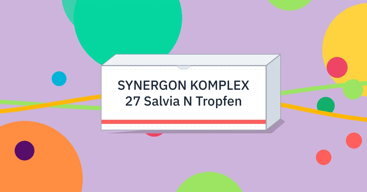 Symbolbild: Packung mit der Aufschrift SYNERGON KOMPLEX 27 Salvia N Tropfen (PZN 03574701) – Verfügbarkeit und Bezug in Apotheken in Frankfurt am Main