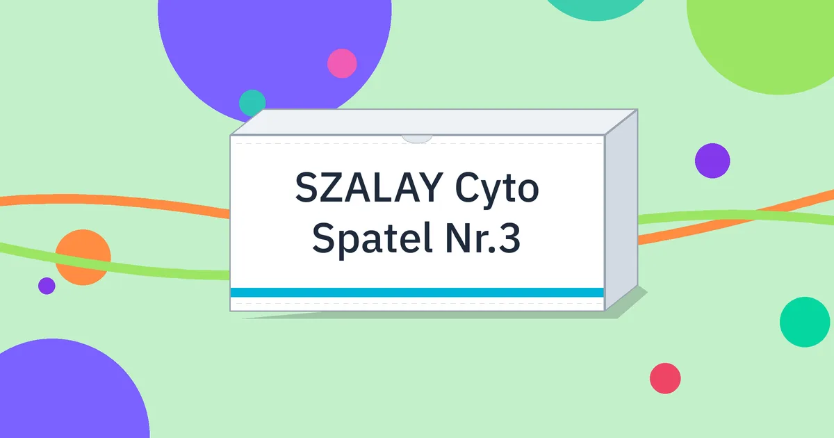 Symbolbild: Packung mit der Aufschrift SZALAY Cyto Spatel Nr.3 (PZN 07439331) – Verfügbarkeit und Bezug in Apotheken in Frankfurt am Main
