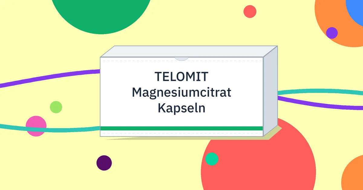 Symbolbild: Packung mit der Aufschrift TELOMIT Magnesiumcitrat Kapseln (PZN 20334140) – Verfügbarkeit und Bezug in Apotheken in Frankfurt am Main