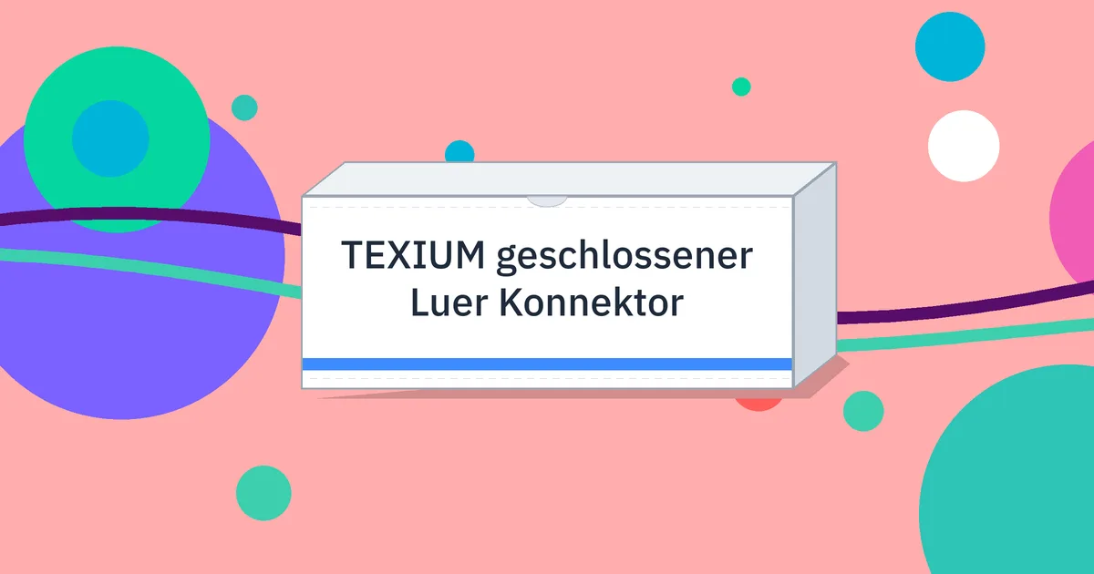 Symbolbild: Packung mit der Aufschrift TEXIUM geschlossener Luer Konnektor (PZN 00671326) – Verfügbarkeit und Bezug in Apotheken in Frankfurt am Main