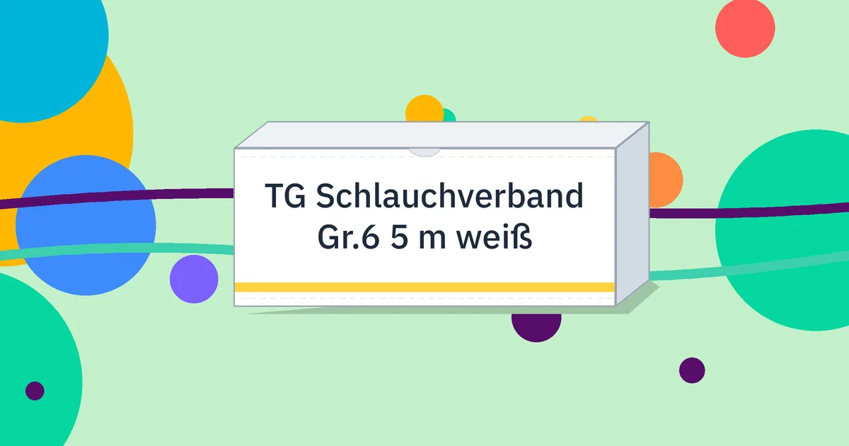 Symbolbild: Packung mit der Aufschrift TG Schlauchverband Gr.6 5 m weiß (PZN 01020275) – Verfügbarkeit und Bezug in Apotheken in Frankfurt am Main